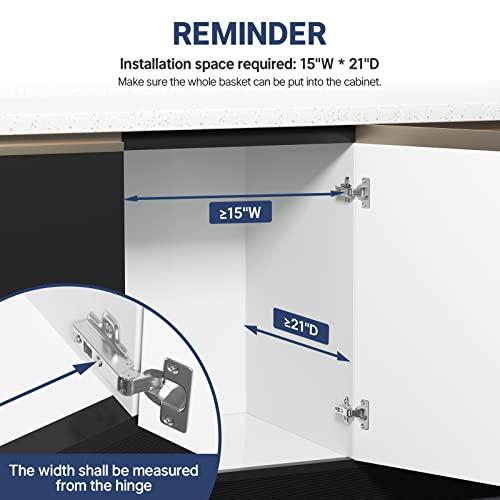 Amazer Pull Out Cabinet Organizer, 2 Tier Pull Out Drawers for Kitchen Cabinets, Slide Out Pantry Shelves 14.2"D×20"W Sturdy Cabinet Organizer Pull Out Drawers, Cabinet Pull Out Shelves Metal-Chrome