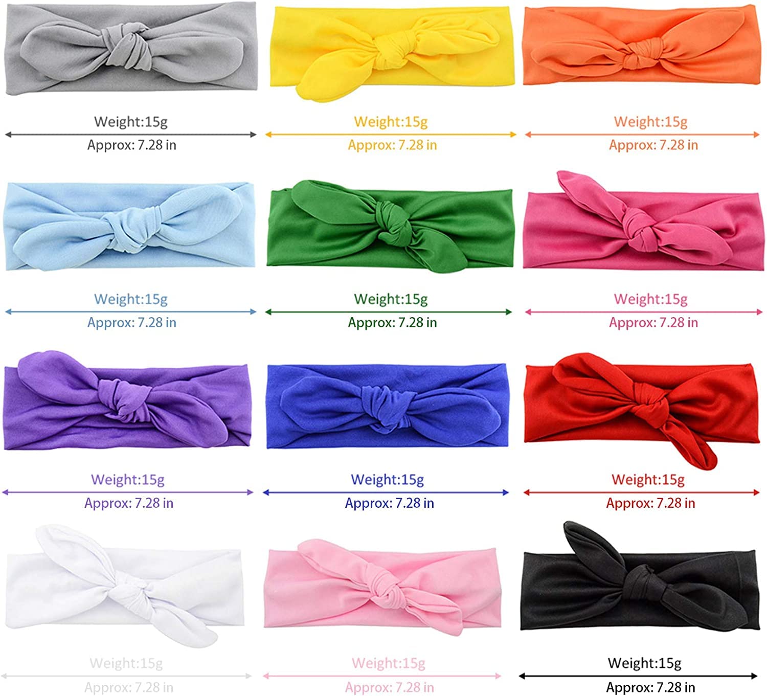 ZOCONE 12 PCS Toddler Headbands, Stretchy Adjustable Bow Headbands for Baby Girls Newborn Infant, Baby Bows and Headbands