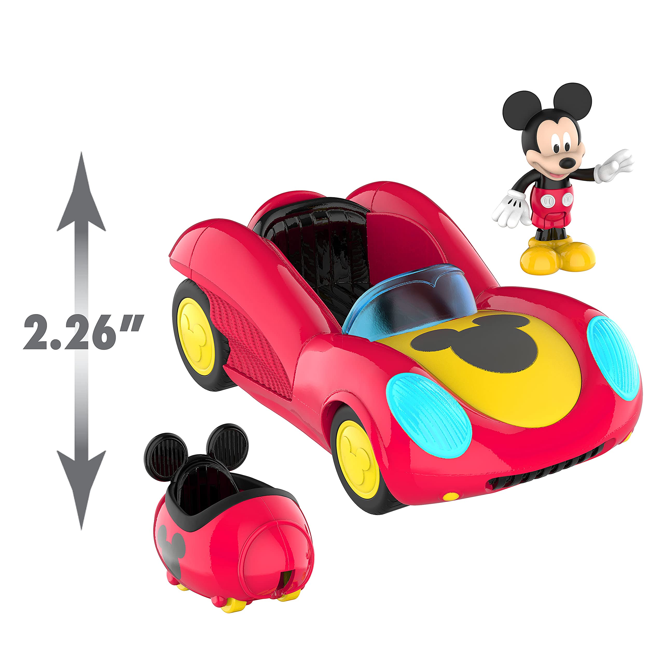 Disney Junior Mickey Mouse Funhouse Transforming Vehicle, Mickey Mouse, Red Toy Car, Preschool, Officially Licensed Kids Toys for Ages 3 Up by Just Play