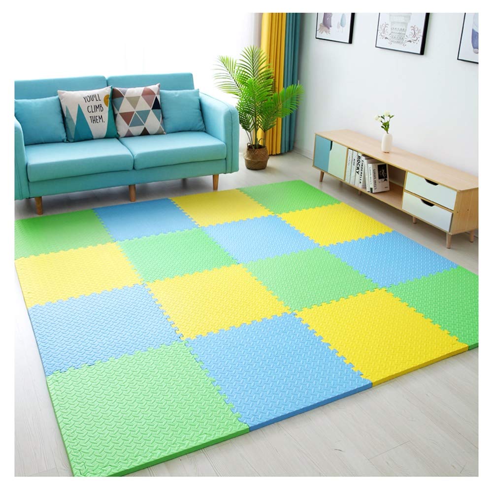 ALGFree Interlocking Foam Floor Mats Tiles Playmats Children Yoga Exercise Puzzle Blocking Board Soft EVA Kids Playmats, 4 Colors (Color : C, Size : 60x60x2.5cm-6pcs)