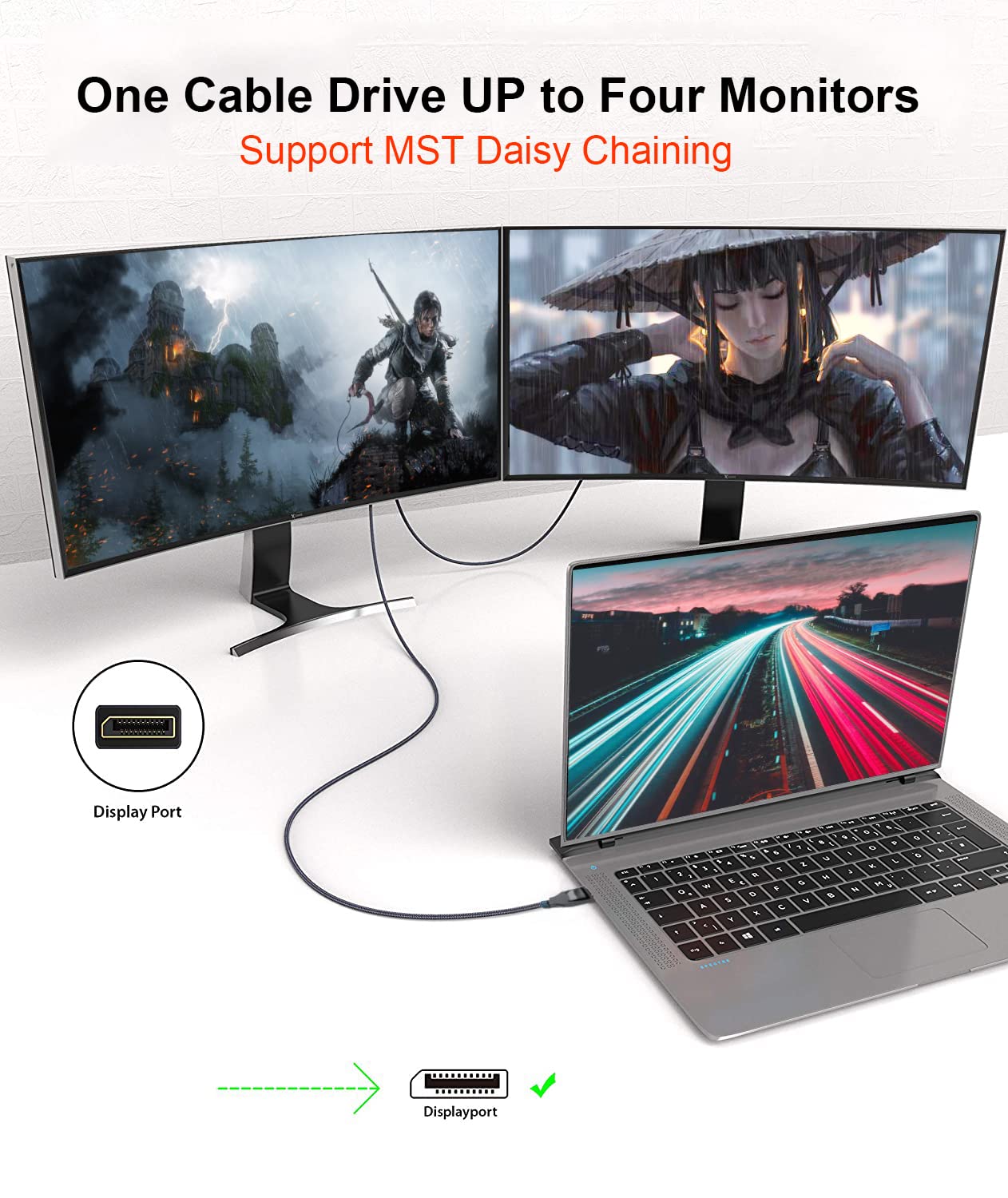 UVI2 8K DisplayPort to DisplayPort 1.4 Cable, VESA Certified Display Port Cable 6ft, DP to DP Cable Cord Support [1440P@144Hz, 1080P@240Hz, 4K@120Hz, 8K@60Hz] & HDR