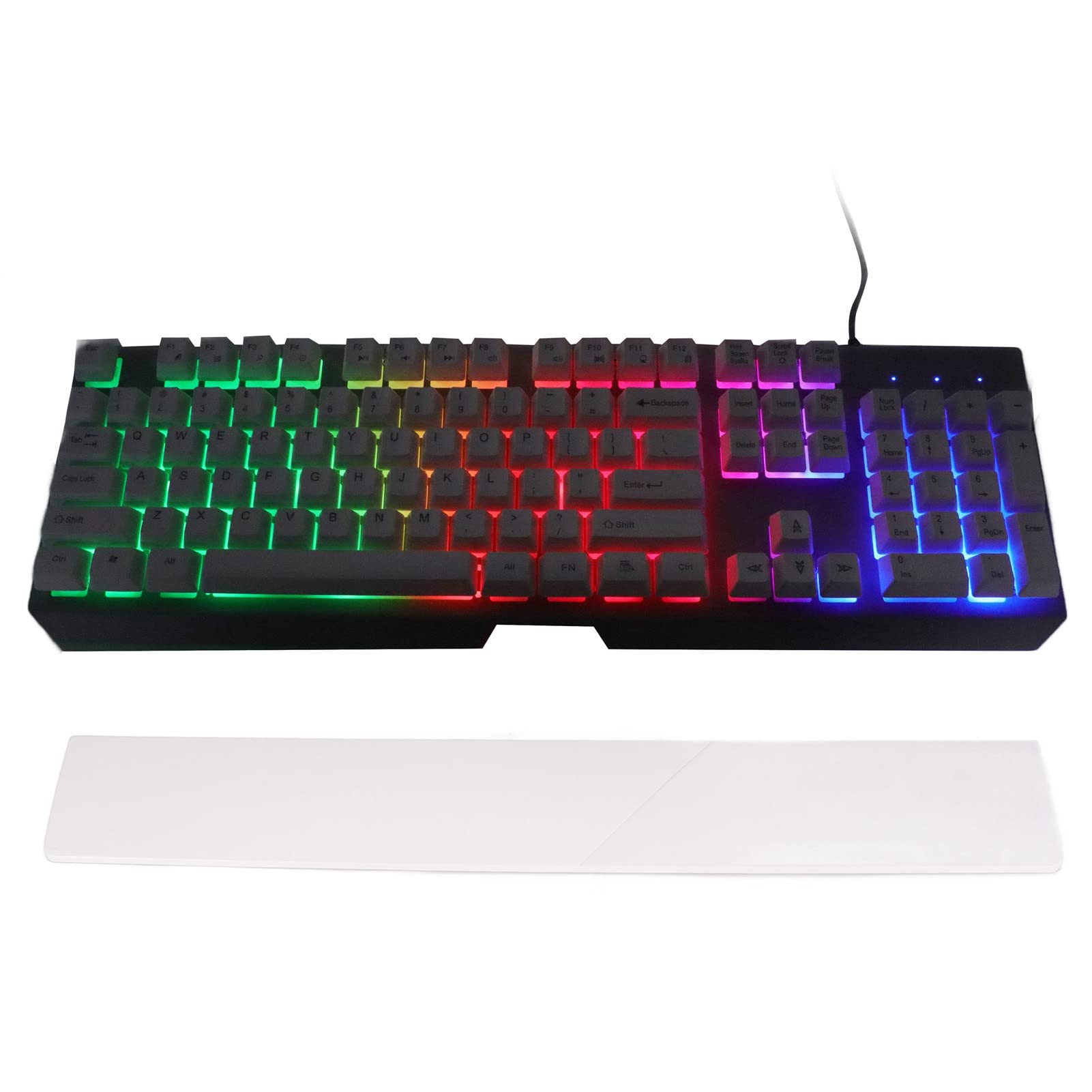 Acogedor Mechanical Gaming Keyboard, RGB Backlight USB Wired 104 Keys Mechanical Feeling Keyboard with Wrist Rest for Home Office Gaming(GK60 Keyway White)