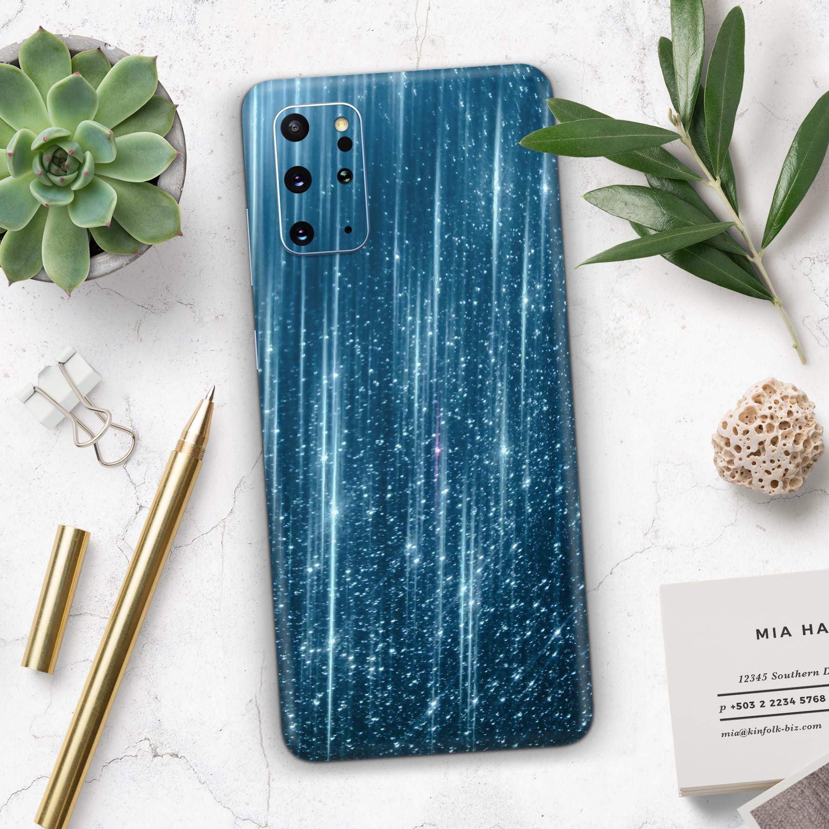 DesignSkinz Radiant Blue Scratched Surface Protective Vinyl Decal Wrap Skin Cover Compatible with The Samsung Galaxy S20 (Screen Trim & Back Glass Skin)