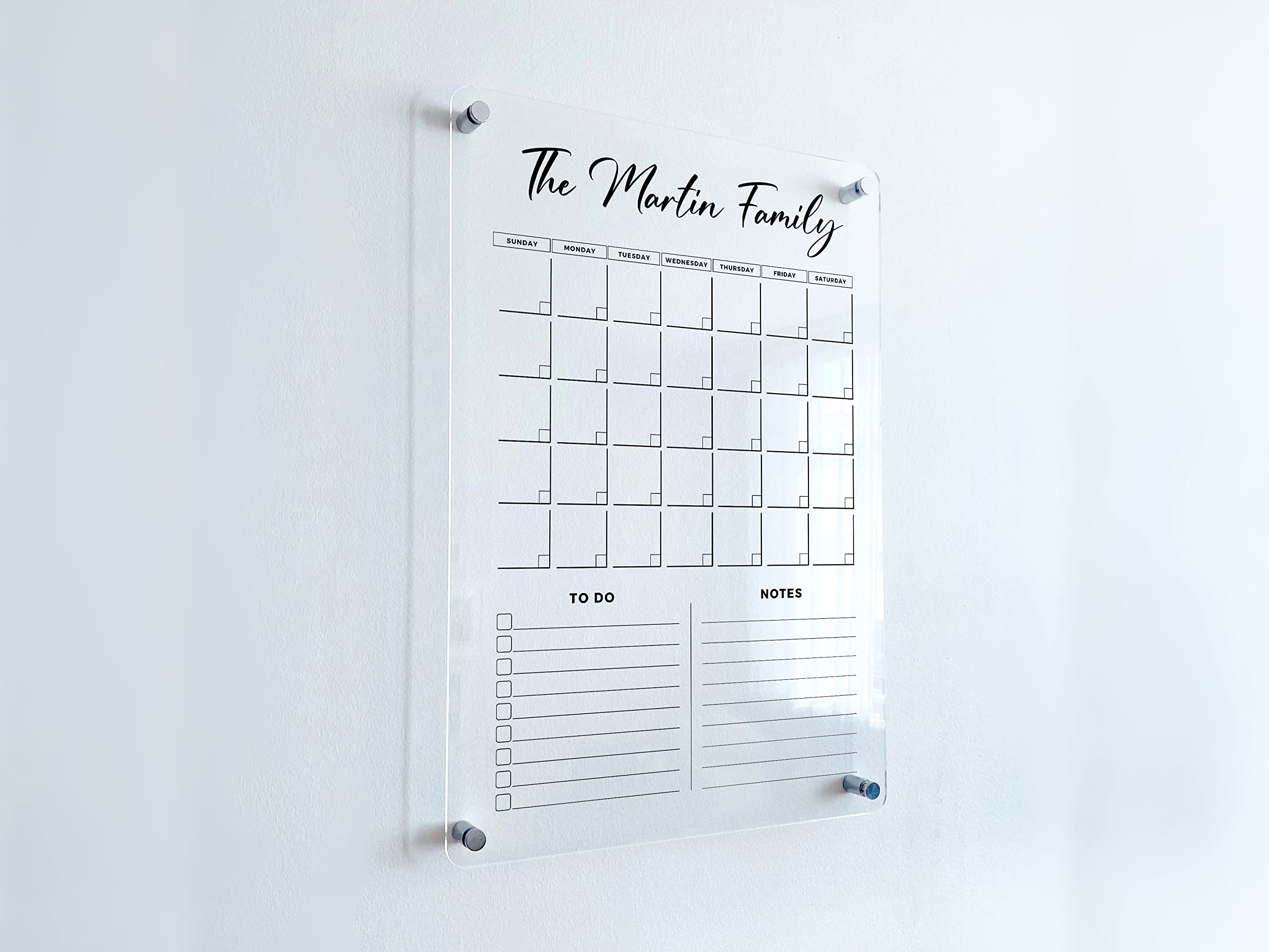 Acrylic Family Planner Wall Calendar - Personalized Calendar 2024, Personalized Dry Erase Board, Dry Erase Calendar, Monthly and Weekly Calendar