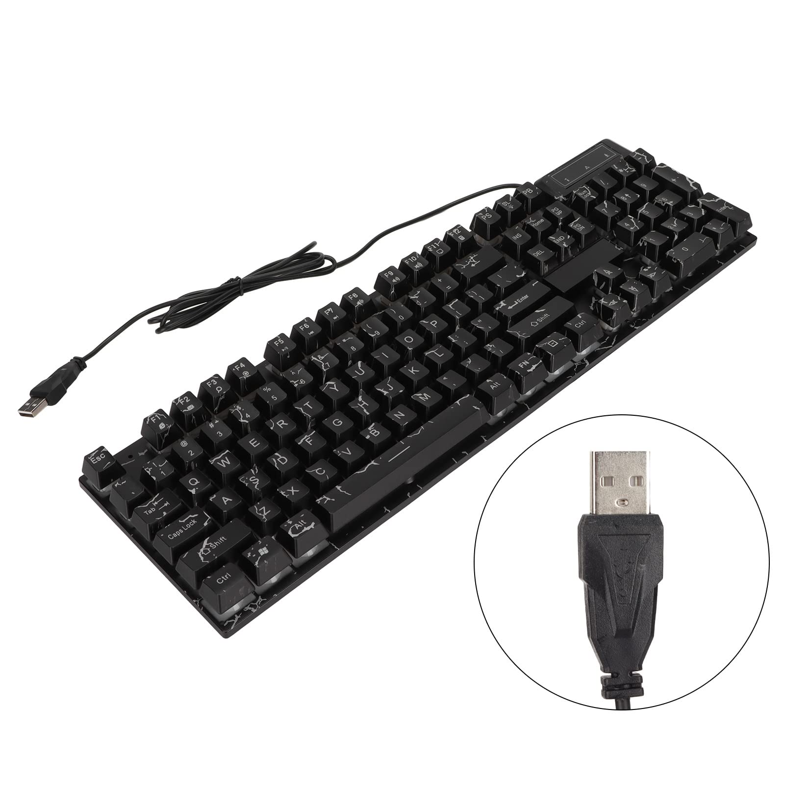 Acogedor USB Wired Mechanical Gaming Keyboard, 104 Keys RGB Colorful Lighting Portable Mechanical Keyboard with Suspended Keycaps for PC Computer Gamer
