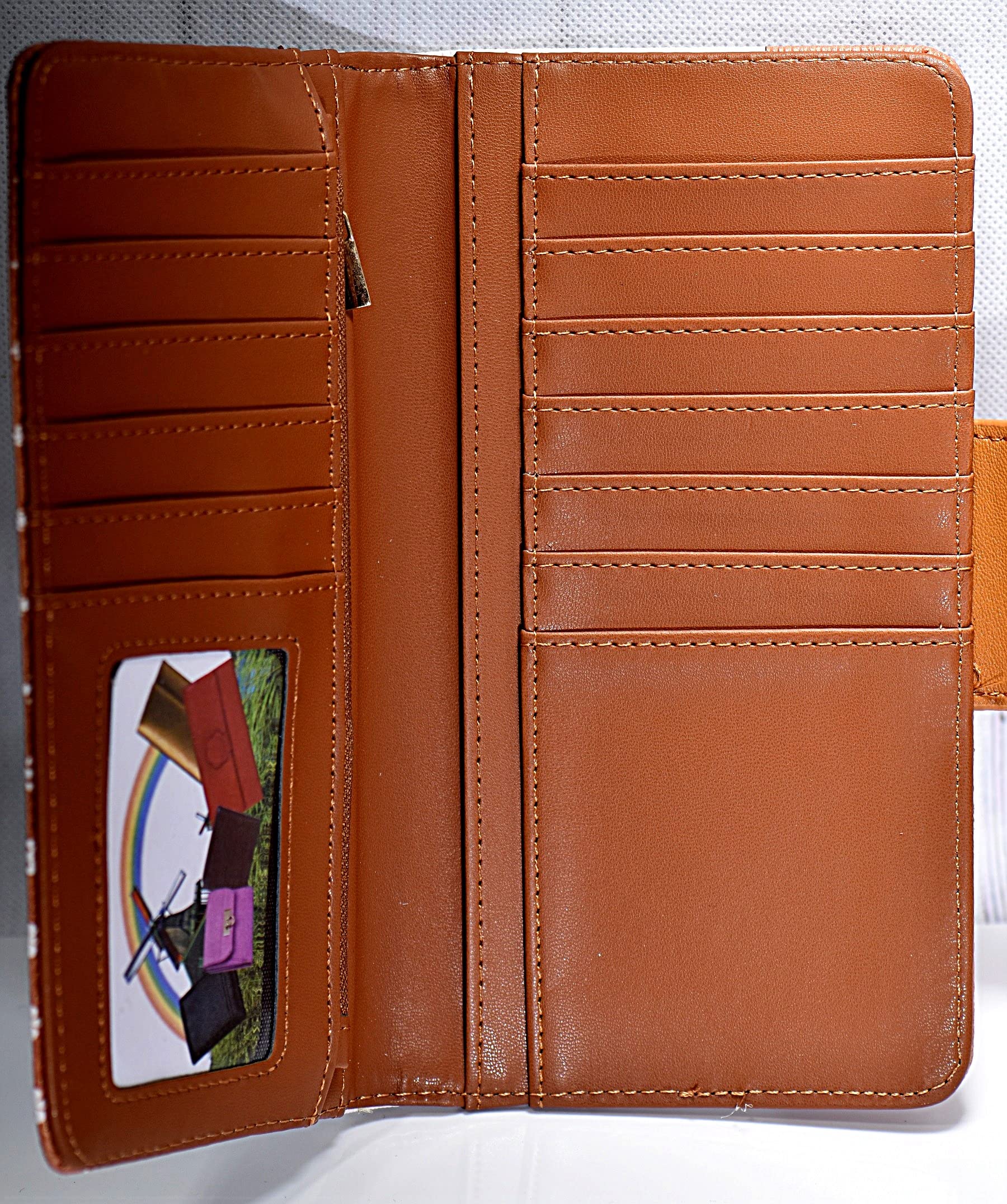DA Women's RFID Blocking designer Leather Wallet Large Phone Holder Clutch Travel Purse Wristlet wallets for women (Tan & Beige)