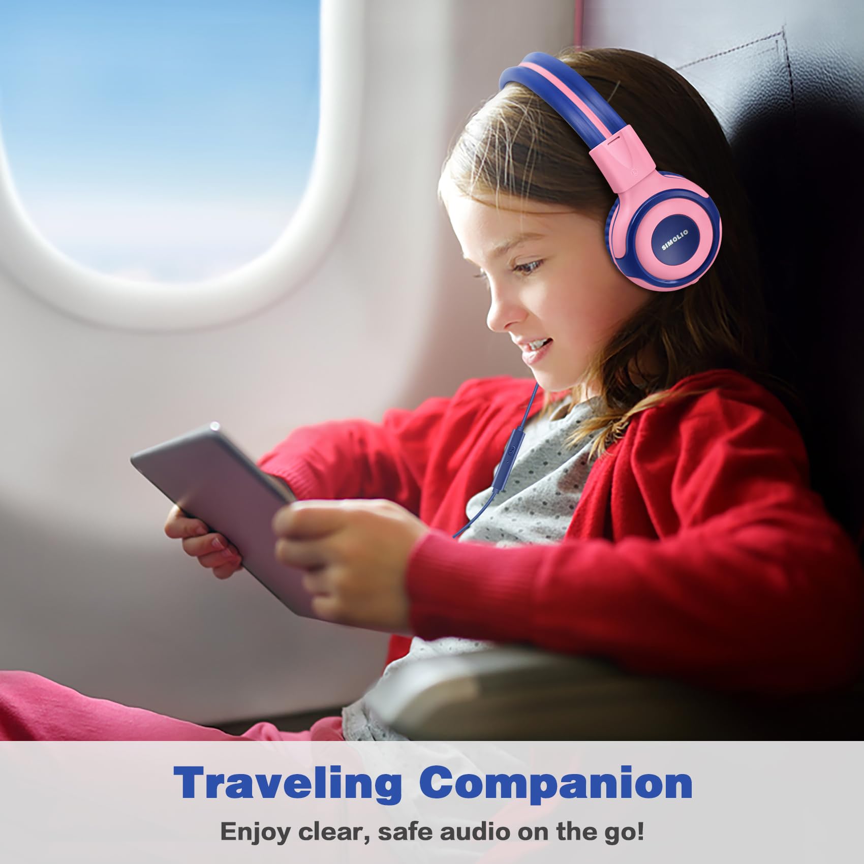 SIMOLIO 2 Pack Headphones for Kids with Mic, 75dB/85dB/94dB Safe Volume Limit, Wired School Headphones for Girls Boys Children Tablet Laptop Travel with Audio Share Function (Mint,Pink)