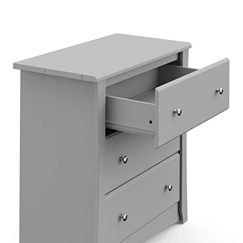 Storkcraft Crescent 3 Drawer Chest (Pebble Gray) – Baby and Kids Bedroom Organizer, Nursery Chest, Storage Dresser with Drawers, Universal Design