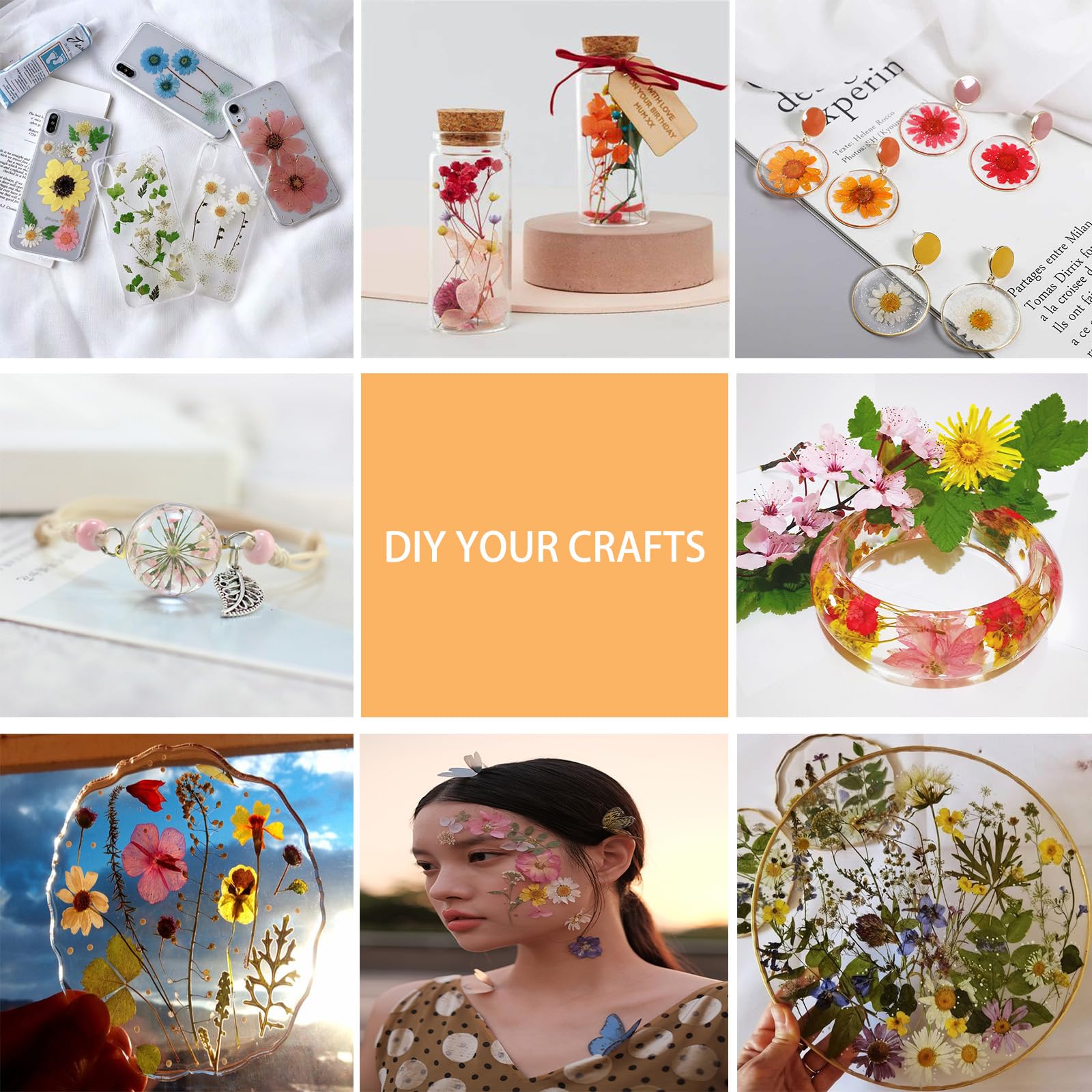 90Pcs Dried Pressed Flowers β 3 Pack Natural Dried Flower Herbs Kit for Scrapbooking, Resin Jewelry, Card Making, Soap and Candle Making