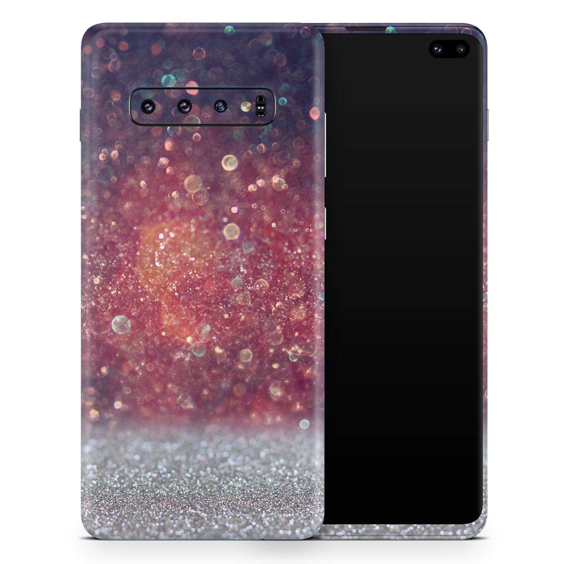 DesignSkinz Red and Blue Glowing Orbs with Silver Sparkle Protective Vinyl Decal Wrap Skin Cover Compatible with The Samsung Galaxy S20 (Screen Trim & Back Glass Skin)