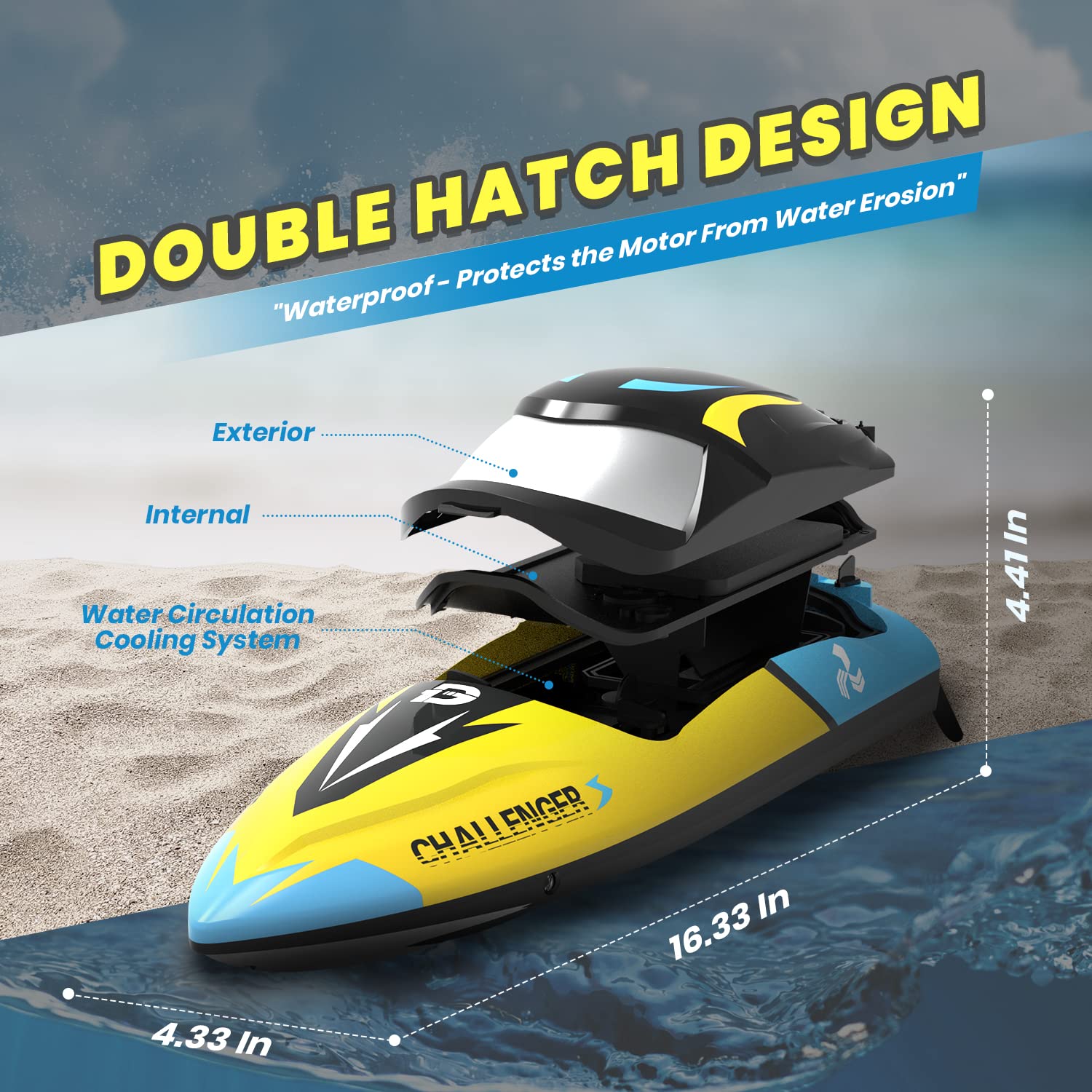 DEERC Brushless RC Boat, 30+ mph Fast Remote Control Boats with Never Capsize&Low Battery Alarm Function, 2.4GHz Racing Boat with LED Lights for Pools&Lakes, Speed Boat Toy for Adults Boys&Girls