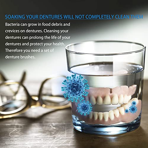 Bvcewilty Denture Brush 4PCS Denture Toothbrushes,Cleaning Brush Double Sided Toothbrush with Multi-Layered Bristles and Rubber Anti-Slip Handle - for Denture Cleaning Care (Green,Purple,Blue,Orange)