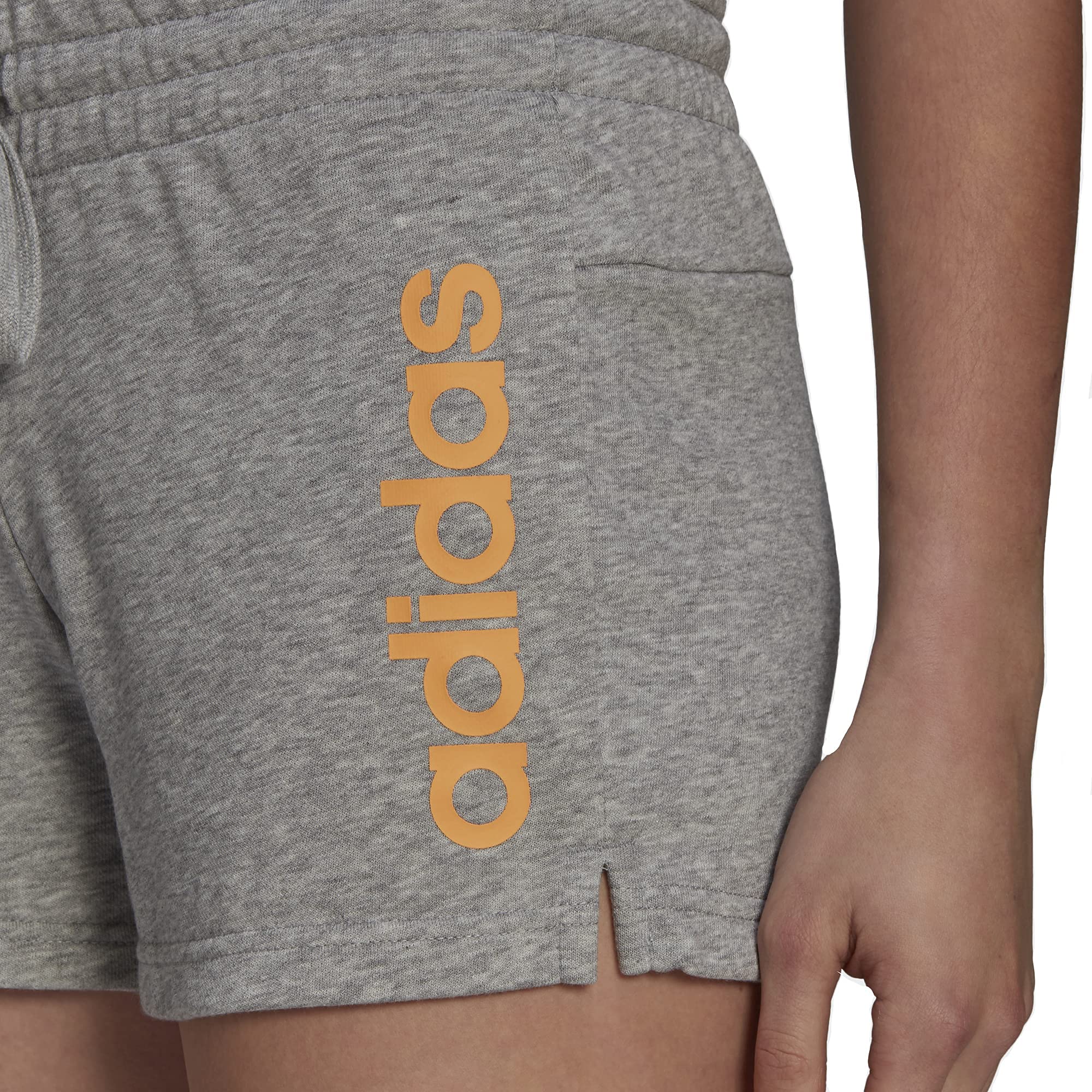adidas Womens Essentials Slim Shorts Medium Grey Heather/Hazy Orange Medium