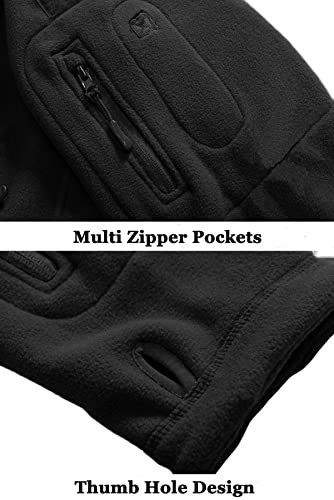BIYLACLESEN Army Jackets for Men Warm Jacket Mens Winter Coats Softshell Jacket Men Fleece Jacket Ski Snowboard Jackets Black