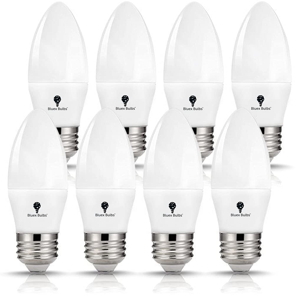 8 Pack E26 Dimmable LED Bulb 6W Candelabra Bulbs 2700K Warm White 650lm 60W Equivalent, Medium Base Bulb for Ceiling Fan Light Bulbs, E26 Chandelier Light Bulbs, Kitchen, Fixtures, E26 Candelabra Bulb