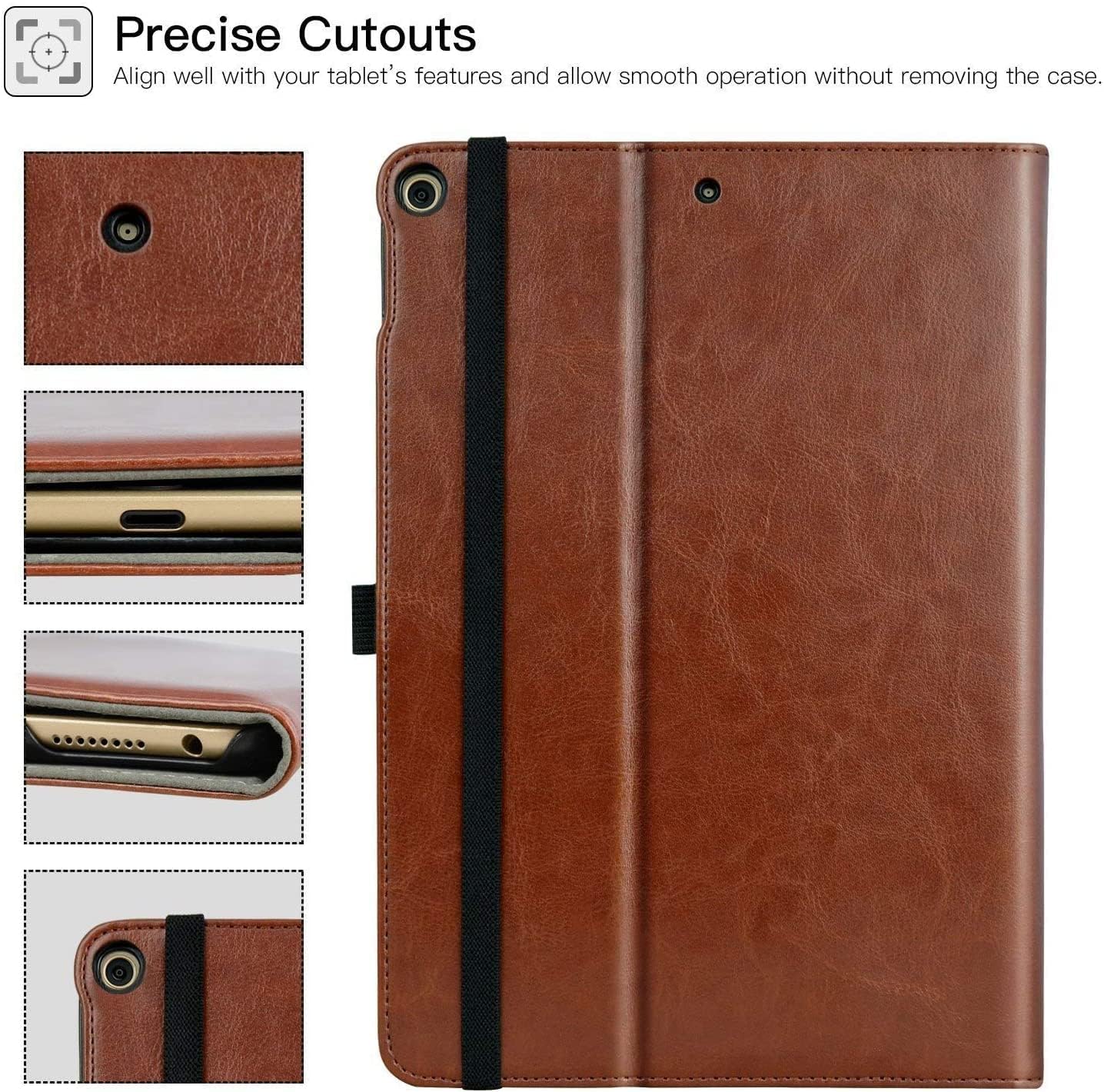 ZtotopCases for iPad 6th/5th Generation 9.7 Inch 2018/2017 iPad Air 2 & 1 Case, Premium PU Leather Business Folding Cover with Auto Wake/Sleep, Multiple Viewing Angles for iPad Air 2nd/1st Gen, Brown