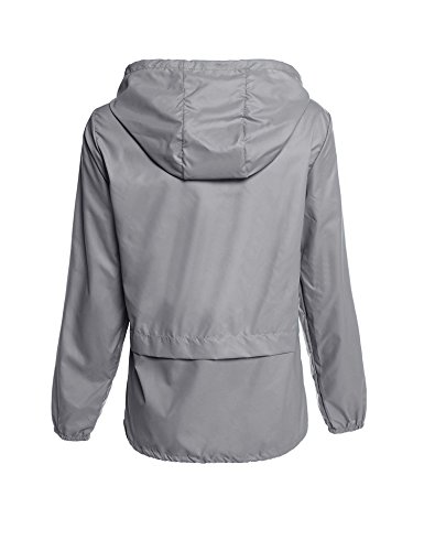 Avoogue Raincoat Women Lightweight Waterproof Rain Jackets Bike Jackets Packable Outdoor Hooded Windbreaker (Grey L)