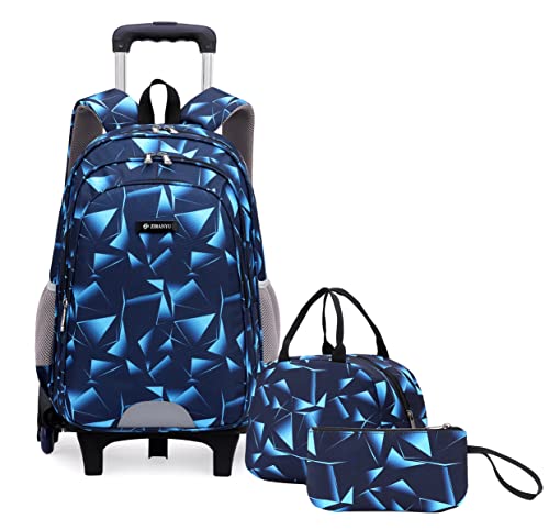 Mfikaryi Colorful Space Elemetary Rolling Backpack, Kids Luggage School BookBag,Wheeled Casual Trolley Daypack for Boys