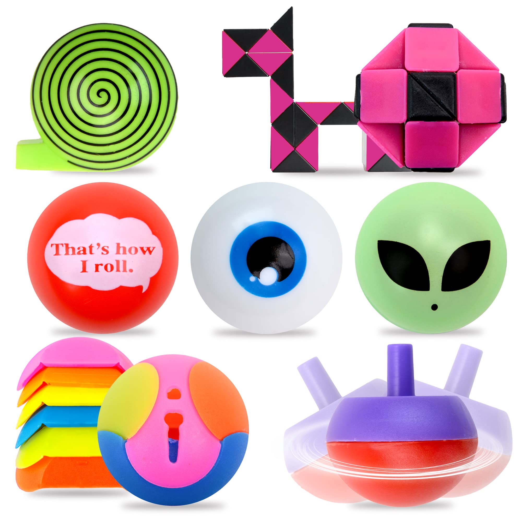 Bulk Toys - 1.38 Inch Mini Toys - 100 Pcs Prizes for Kids - Party Favors for Kids - Birthday Favors Tiny Kid Gifts - Pinata Stuffers Goody Bag Stuffers Easter Egg Fillers - Vending Machine Toys