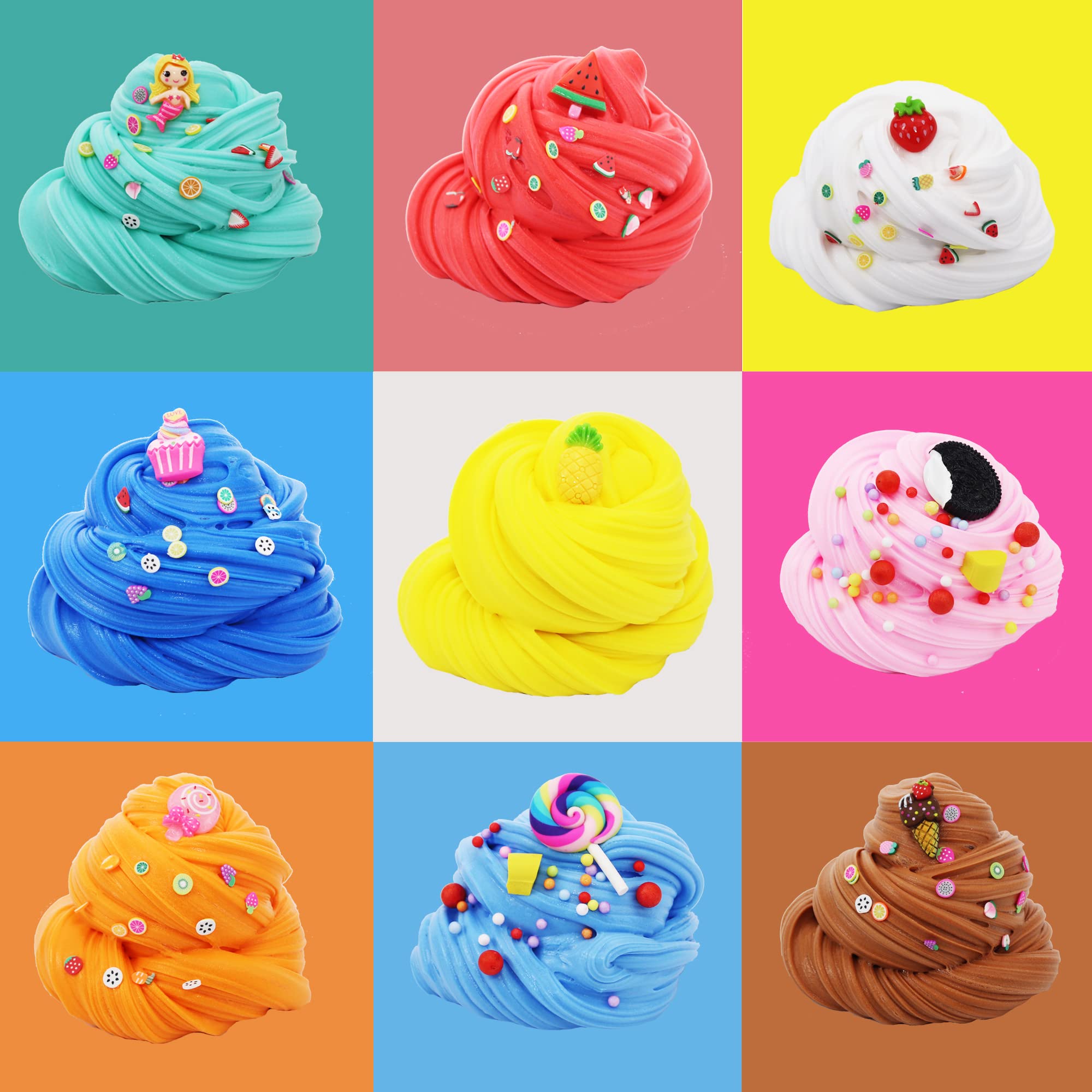 9 Pack Butter Slime Kit for Girls,Party Favors Stretchy and Non-Sticky, Stress Relief Toy for Kids,Soft DIY Slime for Boys