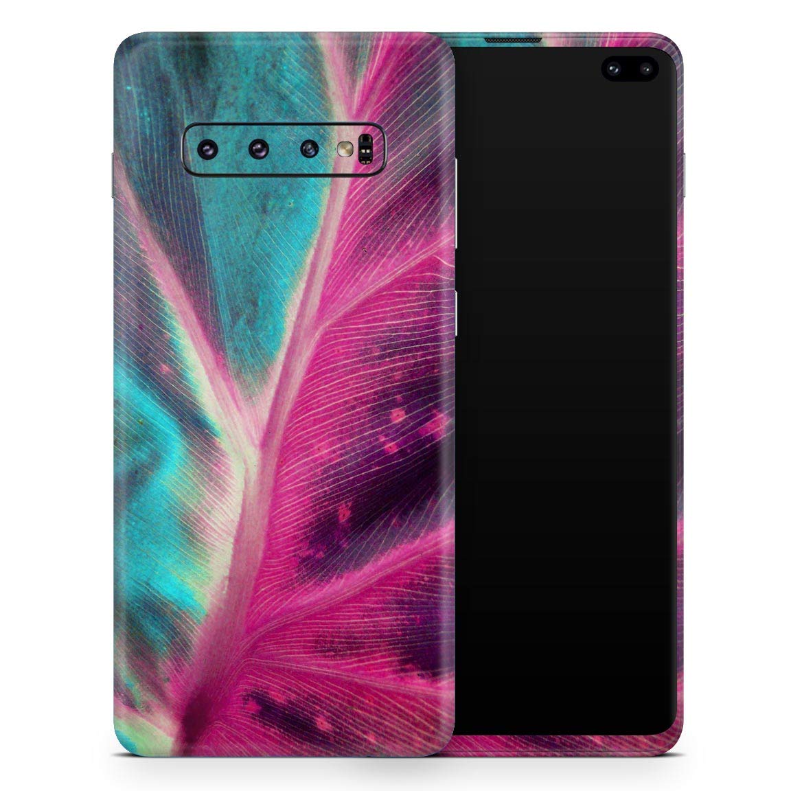 DesignSkinz Neon Pink & Green Leaf Protective Vinyl Decal Wrap Skin Cover Compatible with The Samsung Galaxy S20 (Screen Trim & Back Glass Skin)