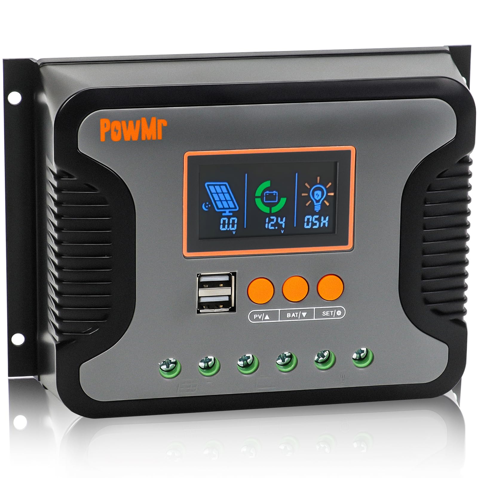 80A Solar Charge Controller 12V 24V 36V 48V Auto, Solar Regulator 80amp Paremeter Adjustable LCD Display with Dual USB fit for Sealed, LiFePO4, Gel, Flooded and Lithium Battery