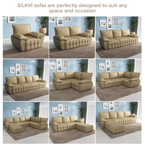 SILKIR Modular Convertible Sofa with Chaise Living Room Loveseat Couch Sectional, Polyurethane, 4seat L-Shape-1 Mustard Gold
