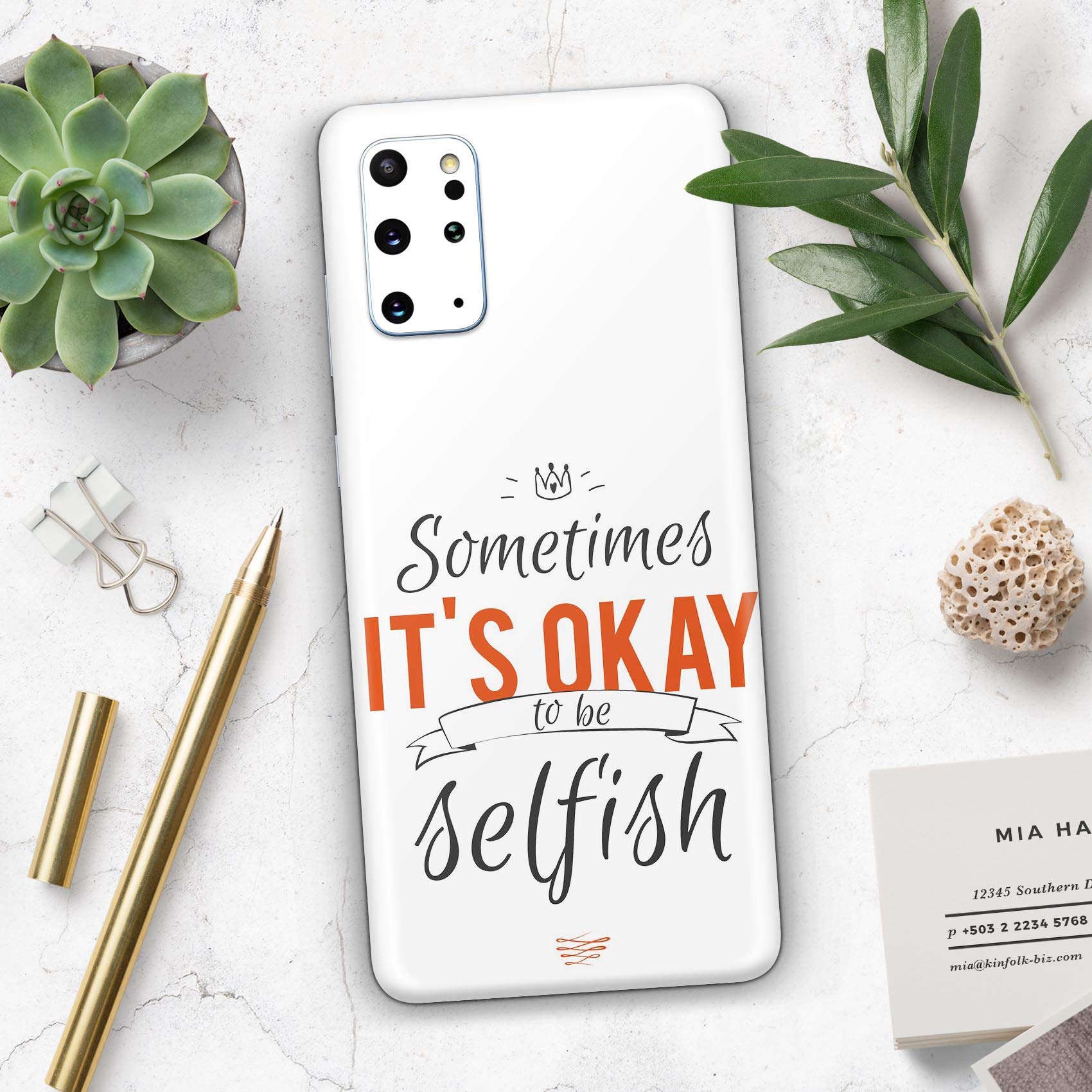 DesignSkinz Sometimes Its Okay to Be Selfish Protective Vinyl Decal Wrap Skin Cover Compatible with The Samsung Galaxy S20 (Screen Trim & Back Glass Skin)