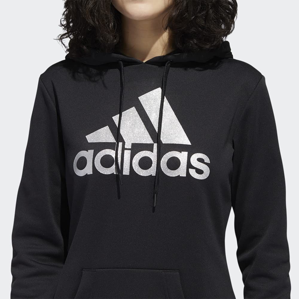 adidas womens Game & Go Pullover Hoodie Chalk White/Metallic Gold Large