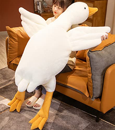 BXEBUI Giant White Goose Stuffed Animal, Very Big Huge Goose Plush Pillow Toy, Cute Duck Plush Throw Pillow (20 in)