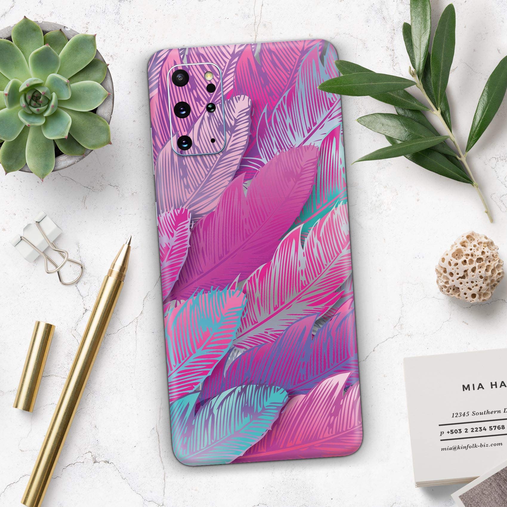 DesignSkinz Spectral Vector Feathers Protective Vinyl Decal Wrap Skin Cover Compatible with The Samsung Galaxy S20 (Screen Trim & Back Glass Skin)