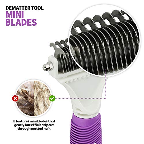 Poodle Pet Dematting Comb for Dogs β Handheld Undercoat Dematter Rake Grooming Tool for Long or Short Hair