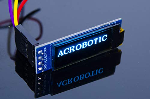 ACROBOTIC 0.91" Blue I2C 128x32 OLED LCD Display Module for Arduino, ESP8266, MSP420, STM32, 8051, Raspberry Pi LED Screen SSD1306