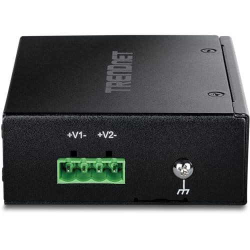 TRENDnet 5-Port Hardened Industrial Unmanaged Gigabit Switch, TI-PG50, 10/100/1000Mbps, DIN-Rail Switch, 4 x Gigabit PoE+ Ports, 1 x Gigabit Port, Gigabit Ethernet Network Switch, Lifetime Protection