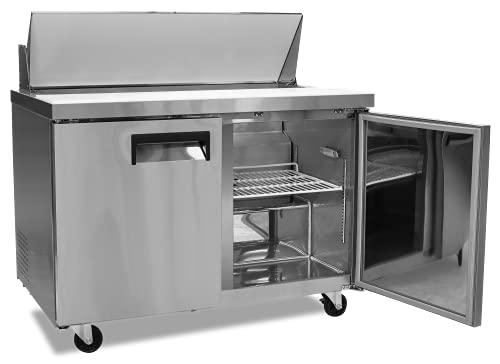 FSE 47-Inch Two-Door Refrigerated Commercial Salad/Sandwich Prep Table, 12 Cubic Feet, Stainless Steel, 115 v, (MRSL-2D)