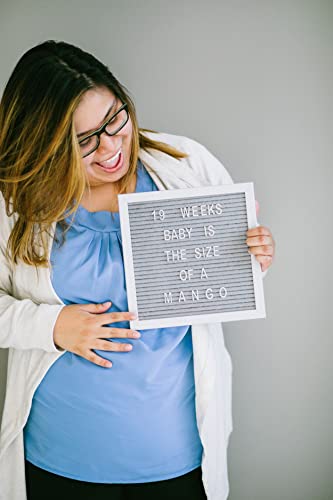 Pearhead Classic Wooden Letterboard, Gender-Neutral Baby Keepsake Nursery Décor, Photo Prop Message Board, Gray and White