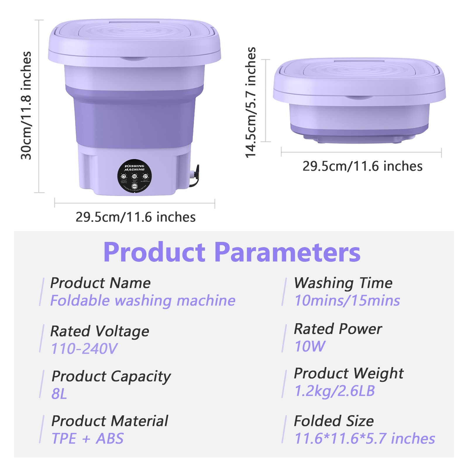 6.5L Portable Washing Machine and Dryer Combo for Travel with Disinfection - Folds for Apartments, Dorms, Camping, RV