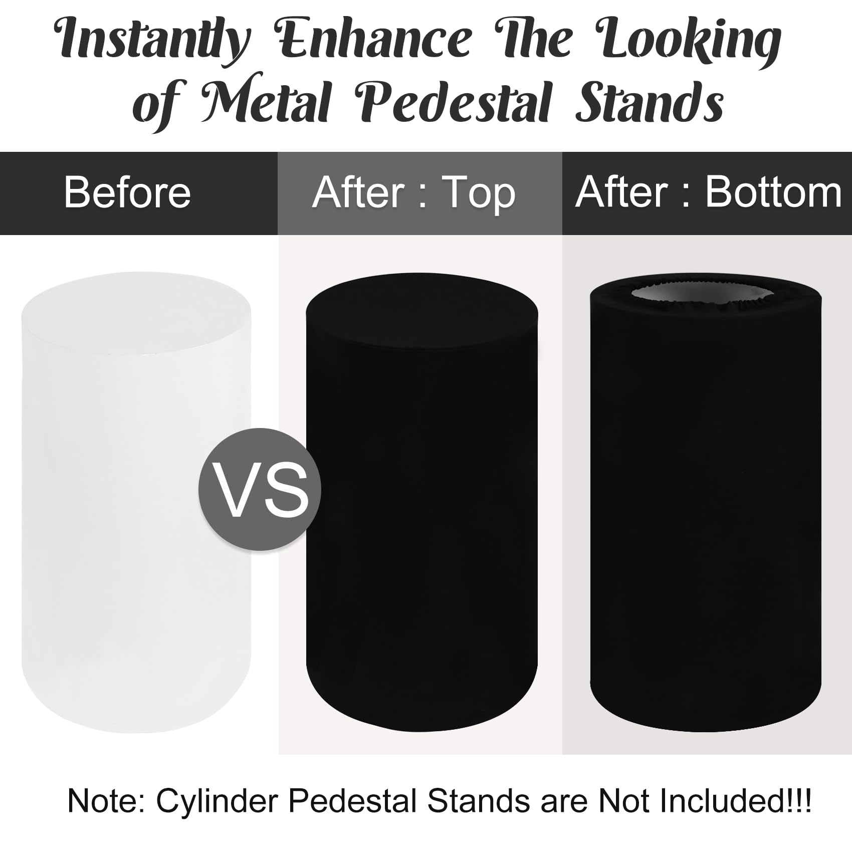 Spandex Cylinder Pedestal Stand Covers Set of 5 Stretchable Cylinder Plinth Covers Dessert Table Display Pillars Cover for Wedding Props Babyshower Birthday Party Event Decor (Black)