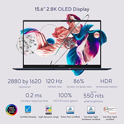 ASUS Zenbook 15 OLED Laptop, 15.6” OLED 2.8K Display, AMD Ryzen 7 7735U CPU, AMD Radeon Graphics, 32GB RAM, 1TB SSD, Windows 11 Home, Basalt Grey, UM3504DA-DS76