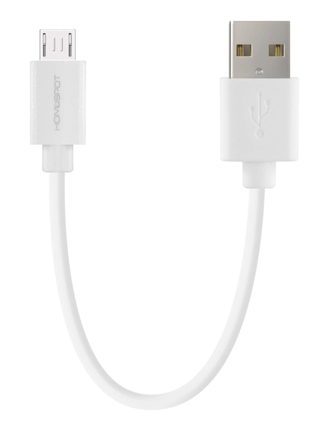 HomeSpot Short Micro USB Cable 5-Inch Fast Charging High Speed USB 2.0 Data Sync Cable - White