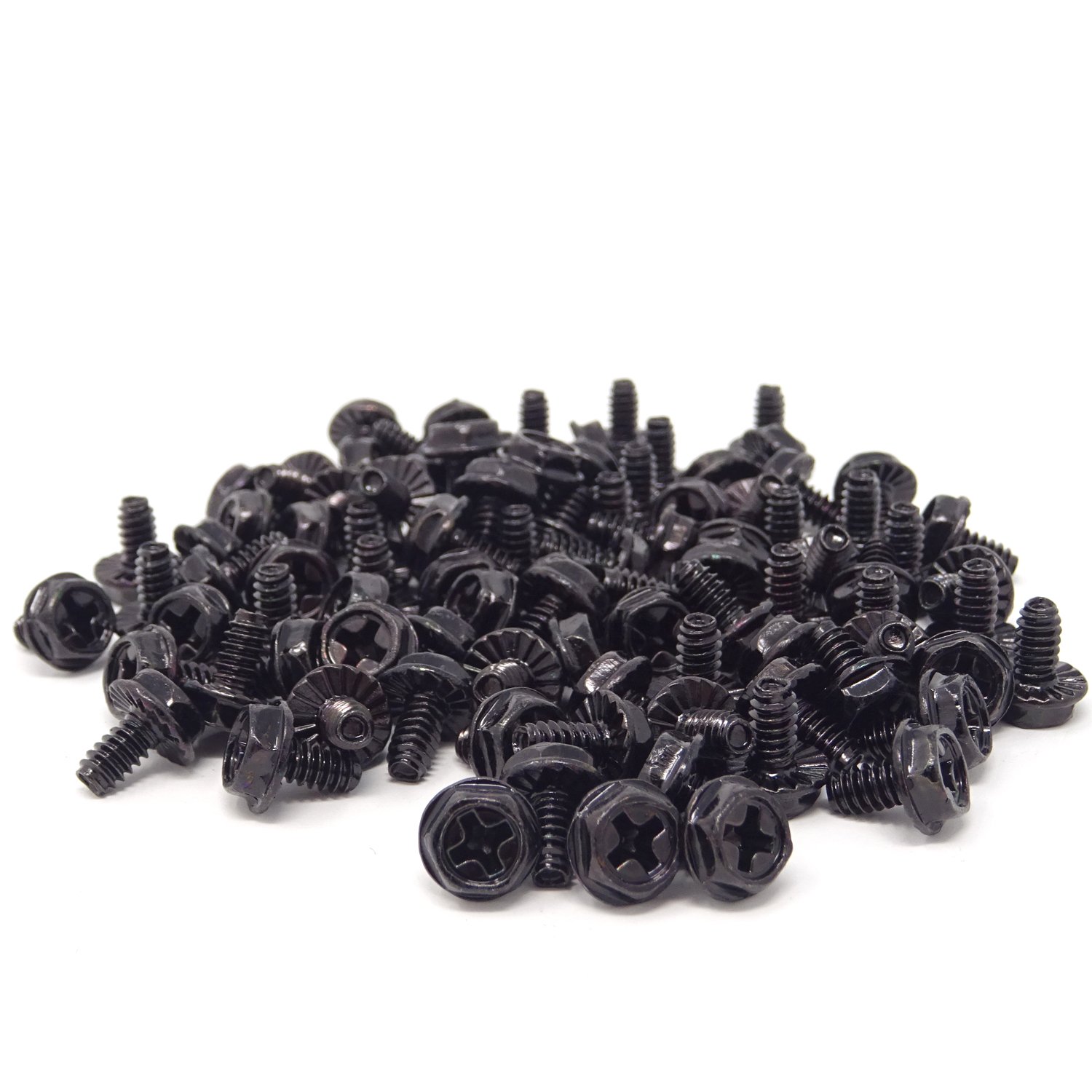 Honbay 100PCS 6#-32x6 Hex Phillips Head Replacement PC Computer Case Mounting Screws Fastener for Building Repairing and Maintaining Computer Systems (Black Zinc)