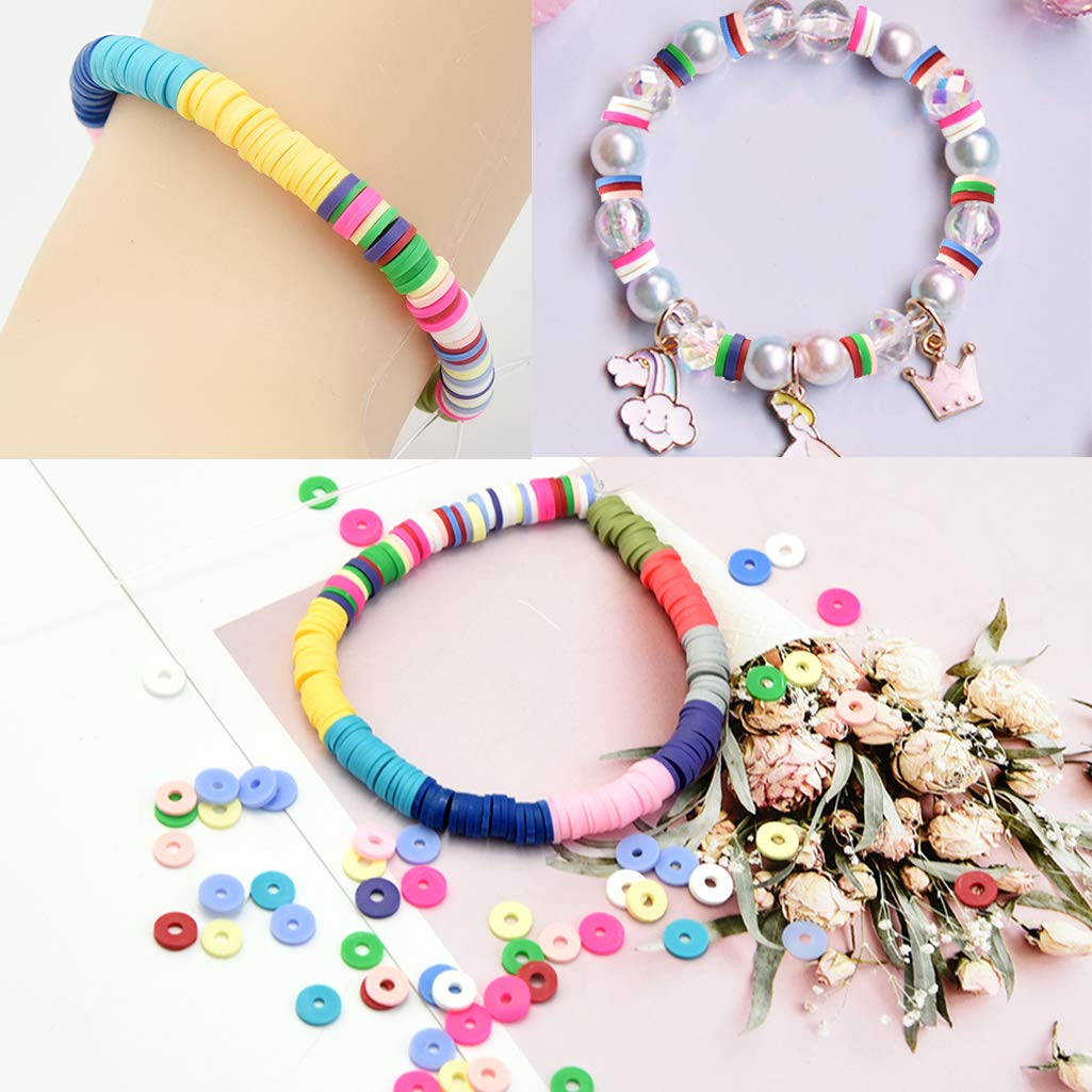 4500Pcs Clay Beads for Bracelets Making Mini Clay Beads Flat Clay Beads Clay Bead Set DIY Clay Beads Clay Bead Kit for Bracelet Making Jewelry Necklace DIY