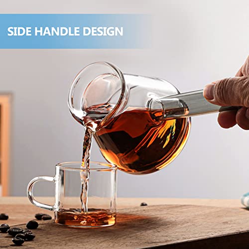 450ML Borosilicate Glass Turkish Coffee Pot Stovetop Tea Maker with Handle Heat Resistant Milk Warmer Hot Chocolate or Butter Melting Pot for Home