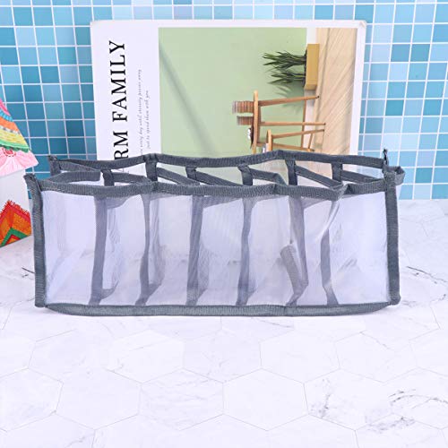 Cabilock 3PCS Underwear Storage Boxes Collapsible Closet Divider Nylon Grids Style for Bra Socks Ties Scarves Lingerie for Wardrobe Cabinet Organizer (Grey)