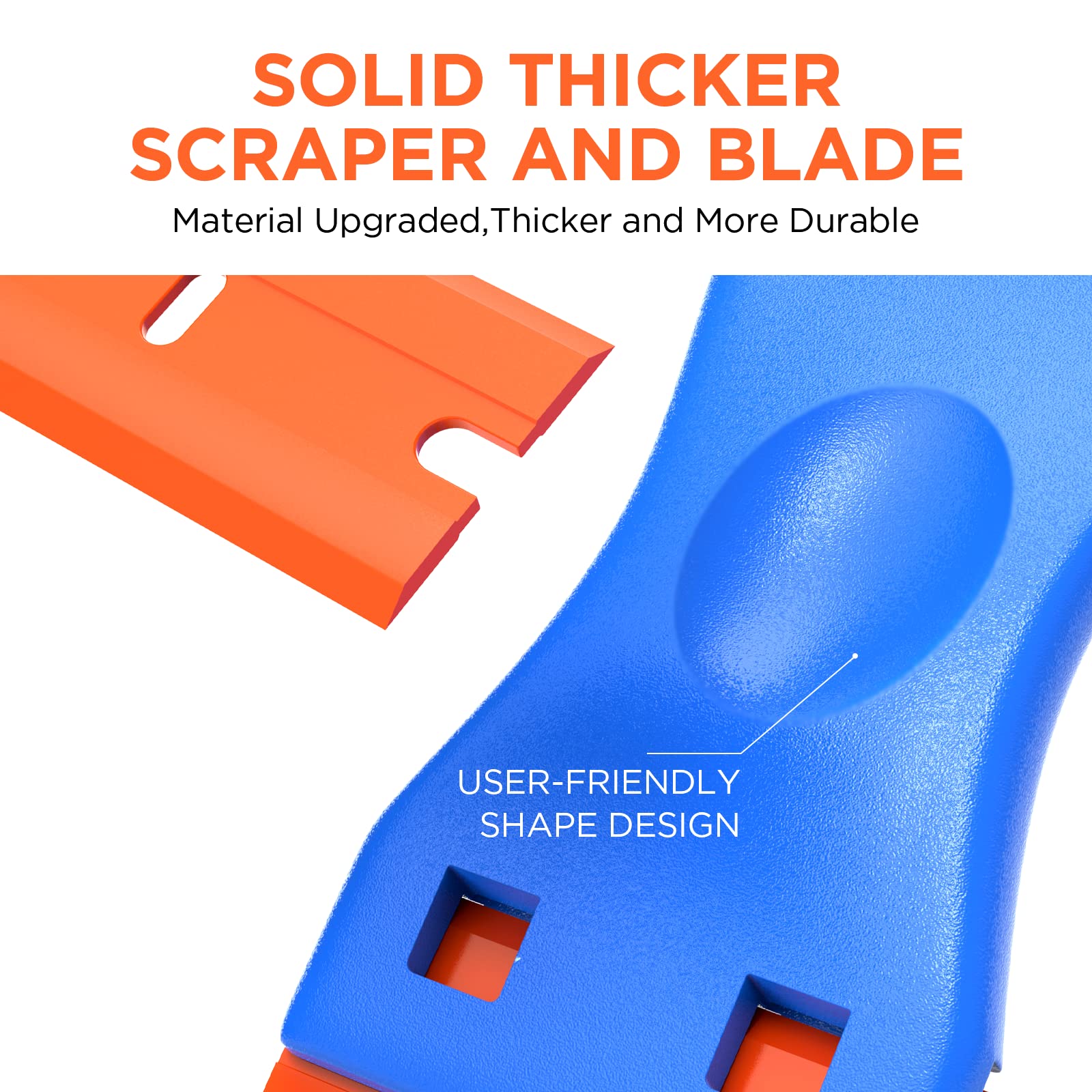 Plastic Razor Blades Scraper Tool - Wall Paint Remover with 16 Pcs Durable Plastic Blades Kit No Scratch Car Window Glass Wood Sticker Removal Floor Stove Kitchen Vinyl Adhesive Decal Tape Cleanings