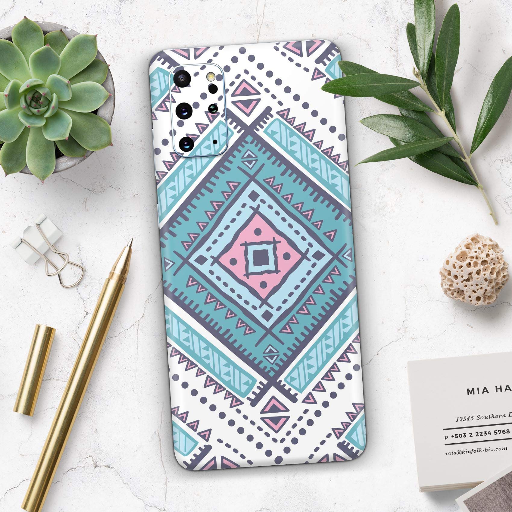 DesignSkinz Tribal Vector Ethnic Pattern v3 Protective Vinyl Decal Wrap Skin Cover Compatible with The Samsung Galaxy S20 (Screen Trim & Back Glass Skin)