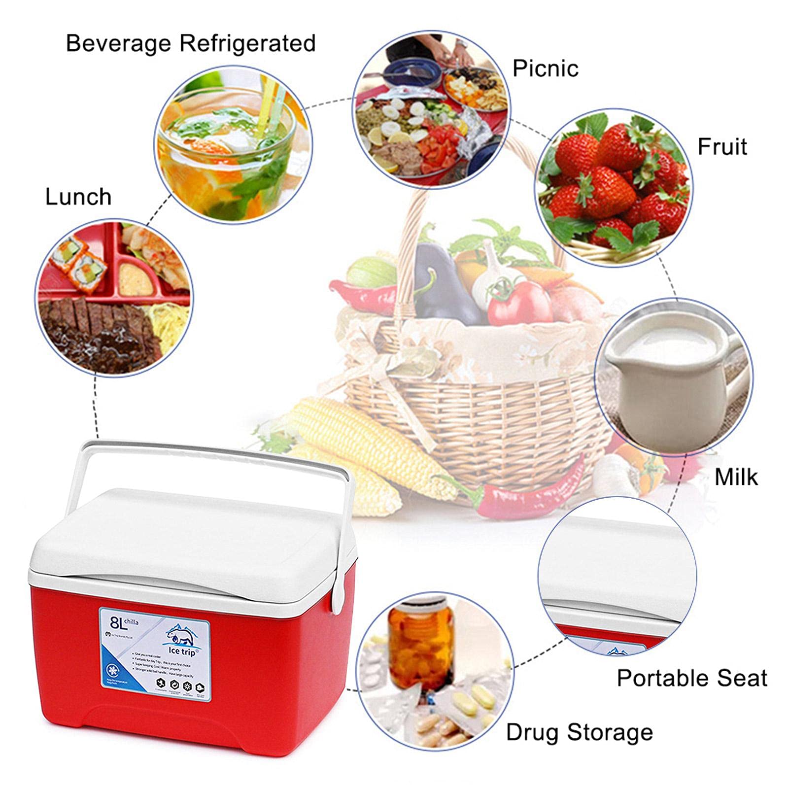 8L Cooler Box, Outdoor Rotomolded Cooler, Portable Cooler Box for BBQ, Camping, Pincnic, and Other Outdoor Activities