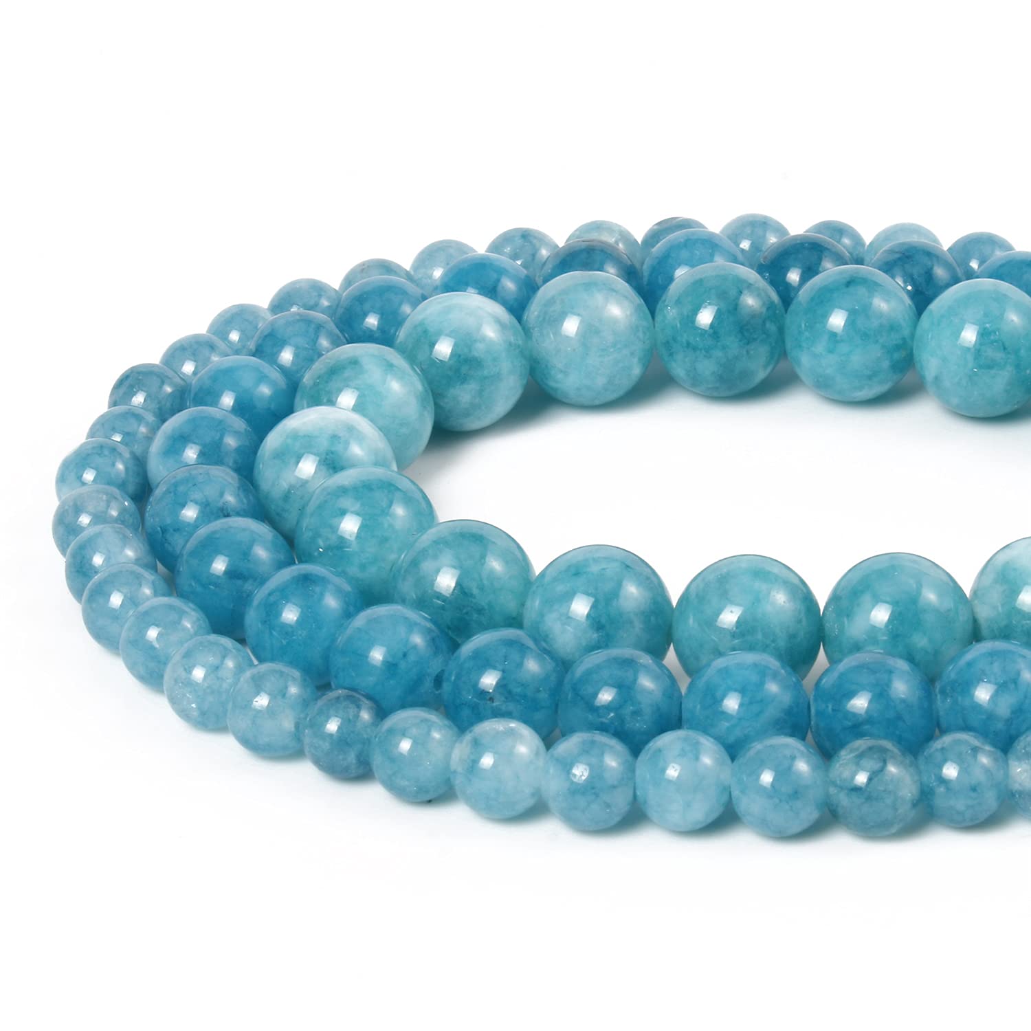 45pcs 8mm Natural Stone Beads Blue Chalcedony Beads Crystal Gemstone for Jewelry Making, DIY Bracelet Necklace