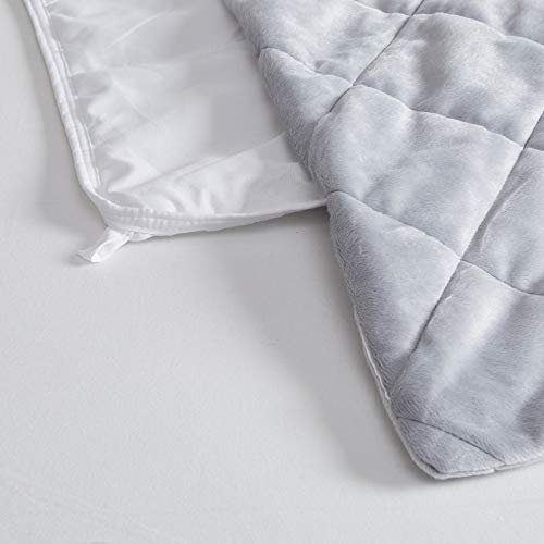Beautyrest Luxury Quilted Weighted Blanket Ultra Soft Warm Mink with Glass Beads Filling and Zipper Cover Relaxing Pressure Relieving, 60X70-12Lbs, Grey