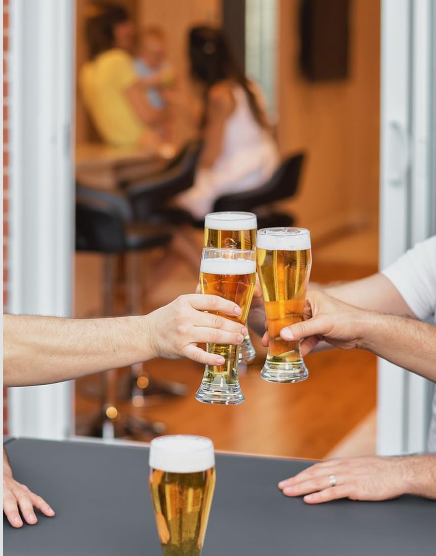 Burns Glass Bar Glasses, Classic Pilsner Glass Tall Beer Glasses with Heavy Base, 24 Oz. (Set of 2)